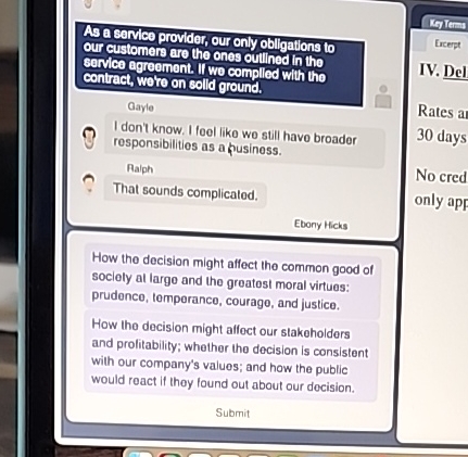 Solved As a service provider, our only obligations to our | Chegg.com