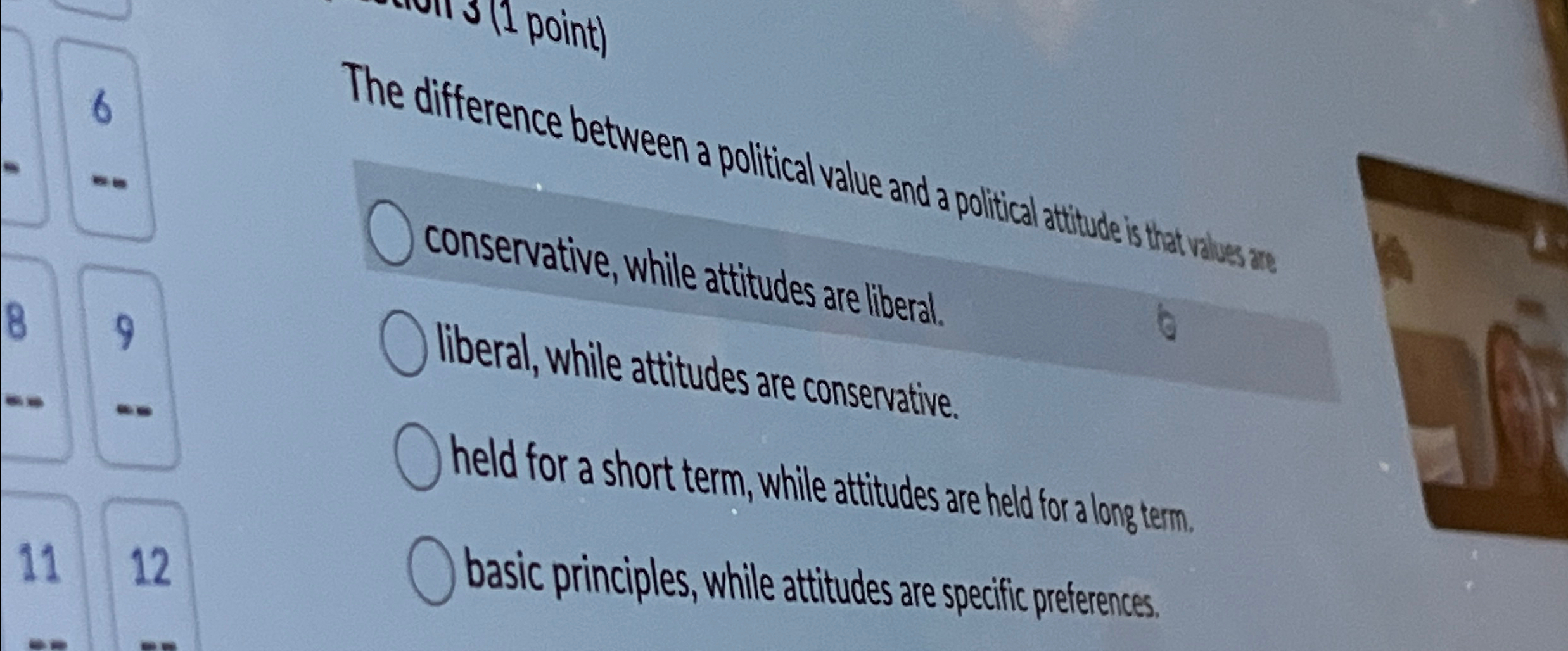 Solved (1 ﻿point)6The difference between a political value | Chegg.com