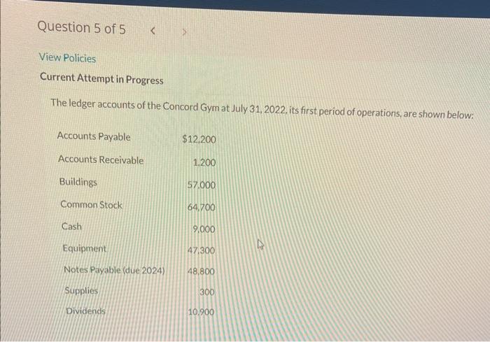 Solved Current Attempt in Progress The ledger accounts of | Chegg.com