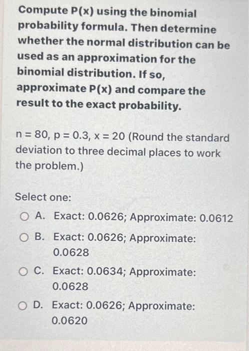 Solved Compute P(x) using the binomial probability formula. | Chegg.com