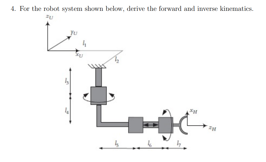 Solved For the 4DOF robot shown in the figure, derive the | Chegg.com