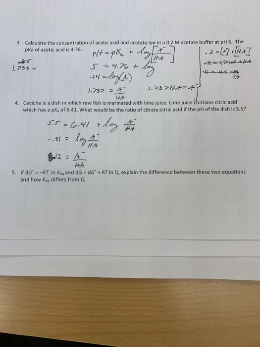 Solved 3 Calculate The Concentration Of Acetic Acid And