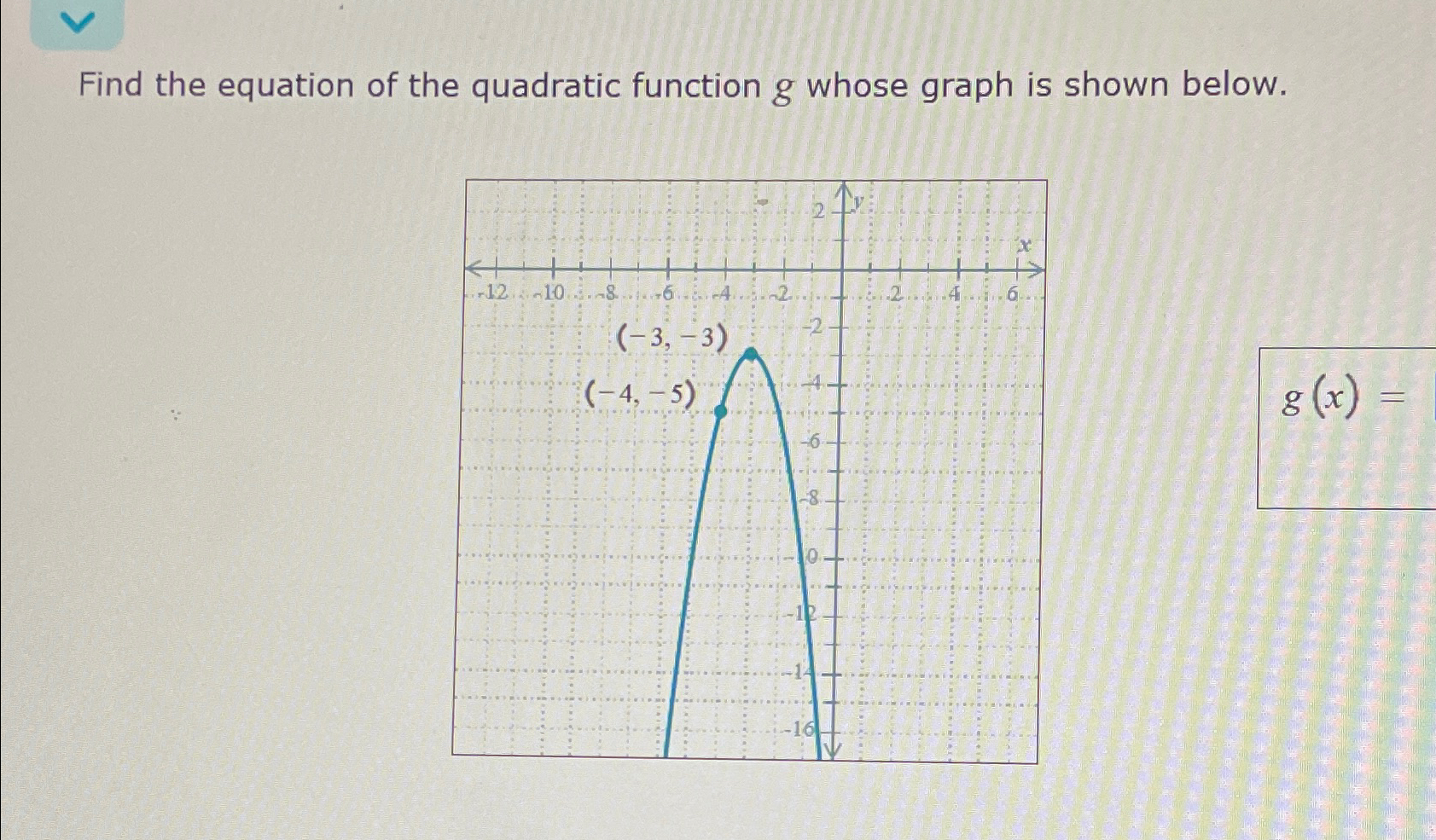 Solved Find the equation of the quadratic function g ﻿whose | Chegg.com
