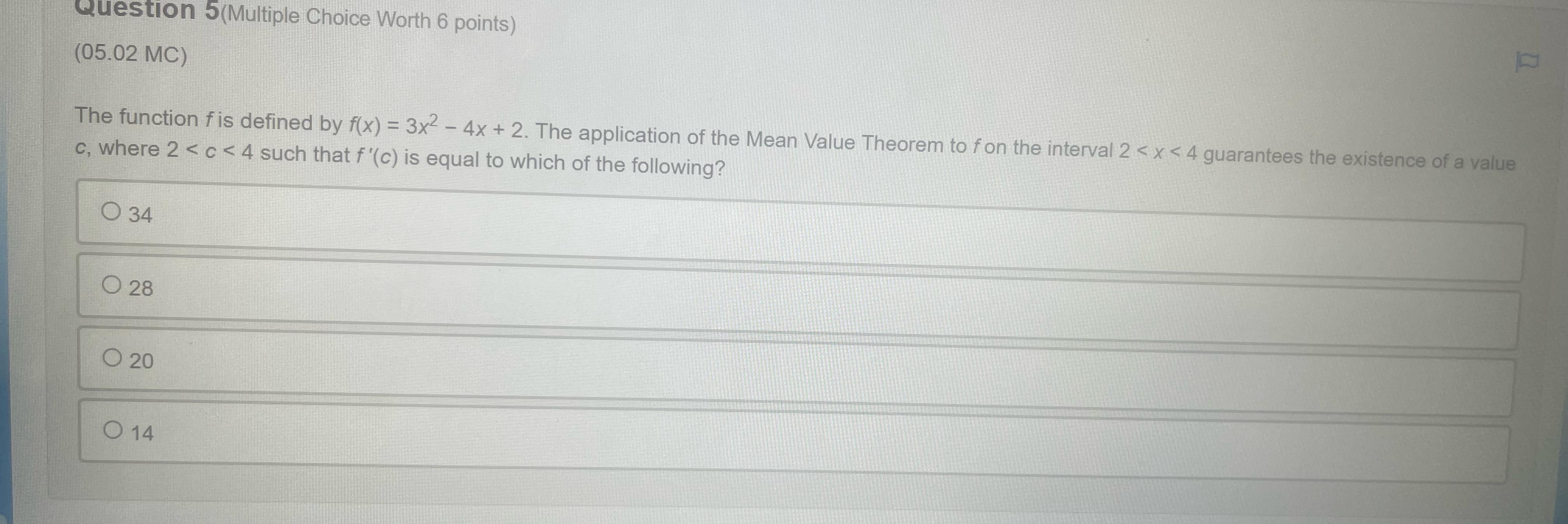 Solved Question 5(Multiple Choice Worth 6 ﻿points)(05.02 | Chegg.com