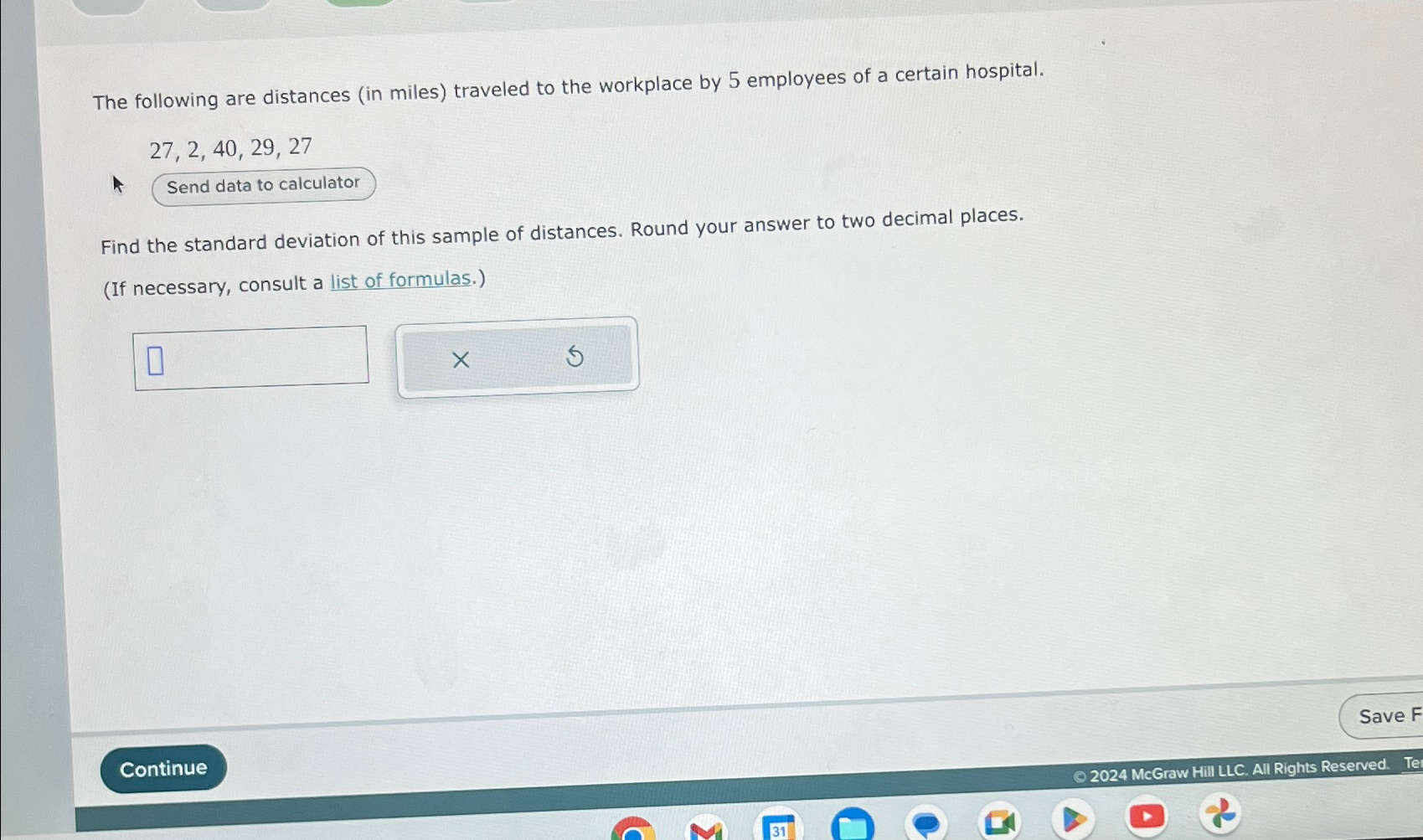 Solved The following are distances (in miles) ﻿traveled to | Chegg.com