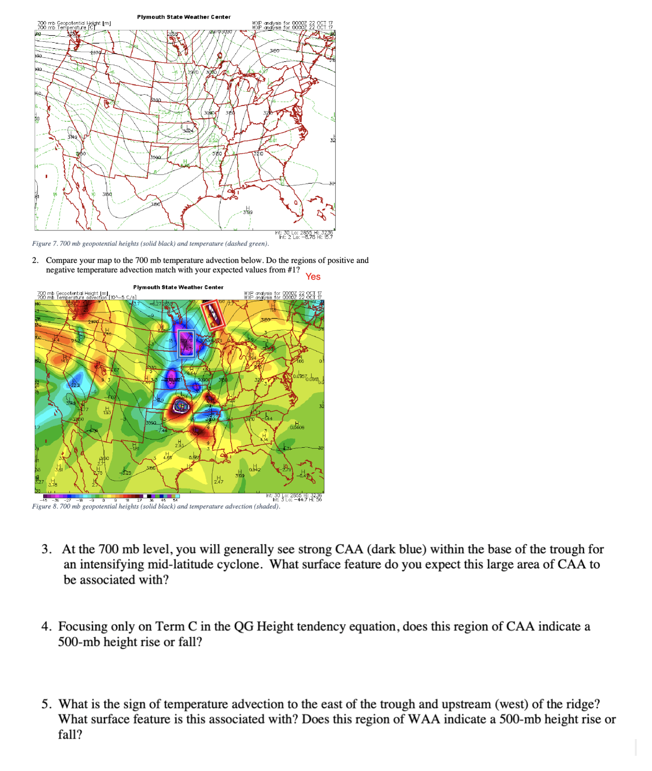 Solved Figure 7. 700 ﻿mb geopotential heights (solid black) | Chegg.com