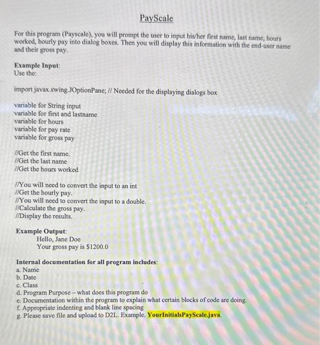 Solved PayScale For this program (Payscale), you will prompt | Chegg.com