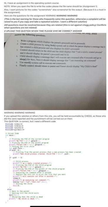 Solved Hi, I have an assignment in the operating system | Chegg.com