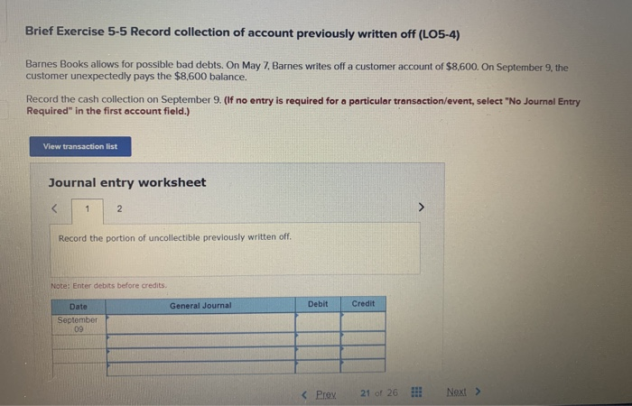 Solved Brief Exercise 5-5 Record collection of account | Chegg.com