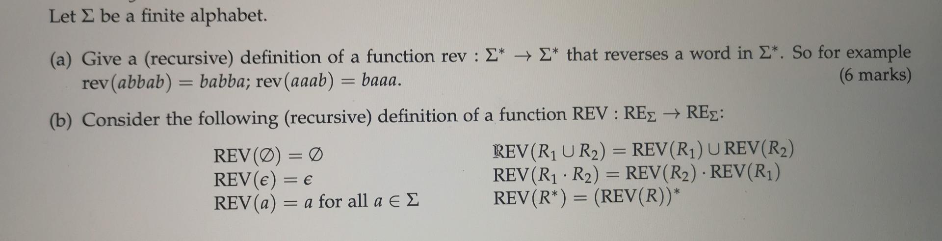 Solved Let be a finite alphabet. a (a) Give a (recursive) | Chegg.com