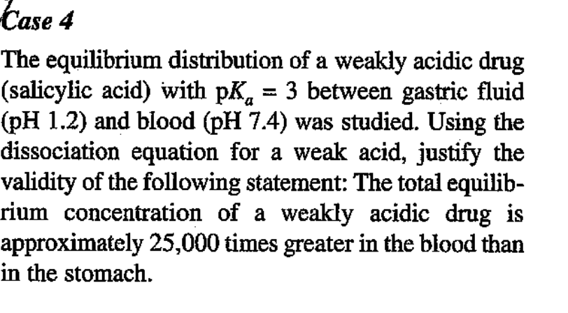 Solved Case 4The equilibrium distribution of a weakly acidic | Chegg.com