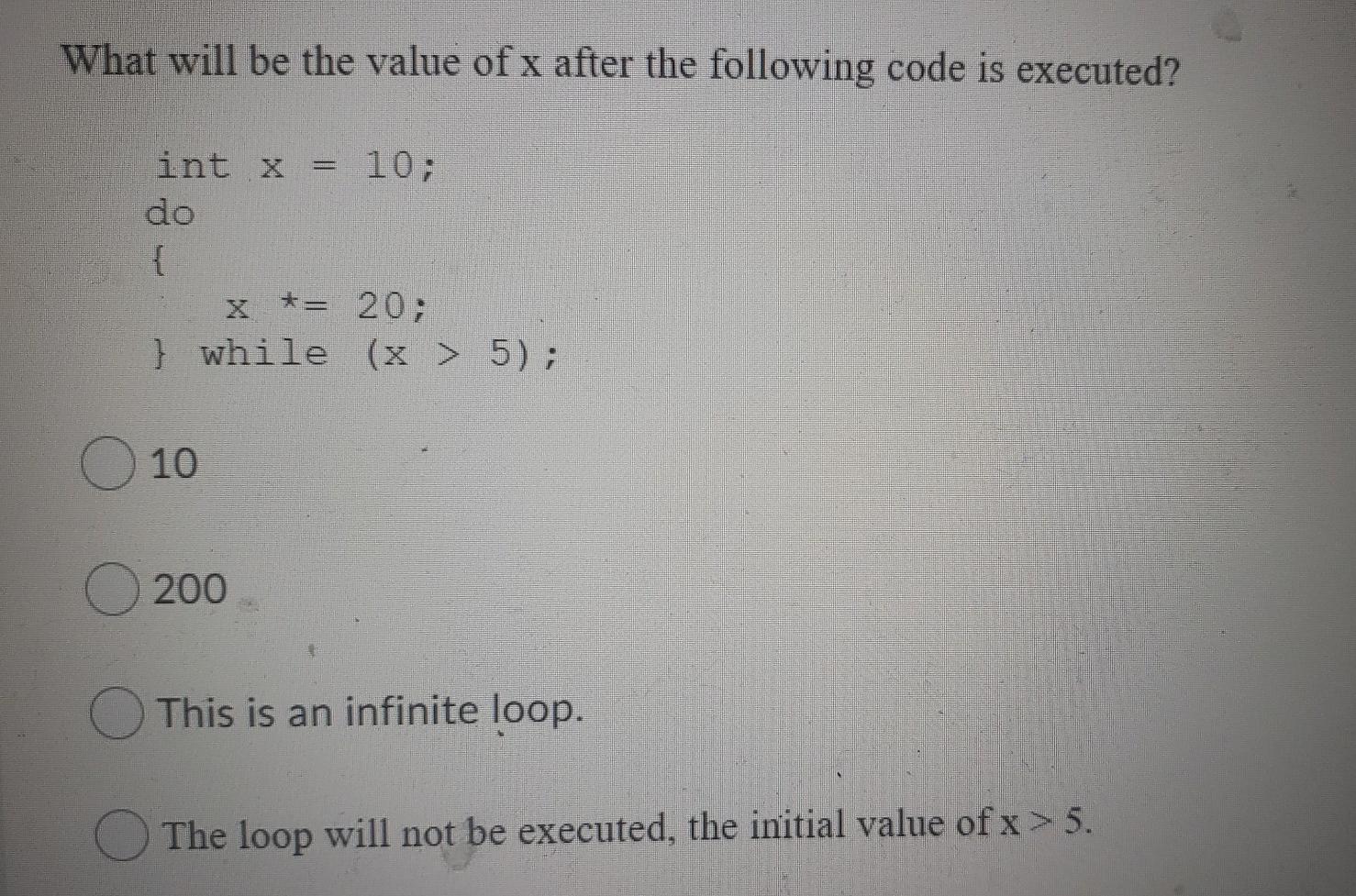 Solved What will be the value of x after the following code | Chegg.com