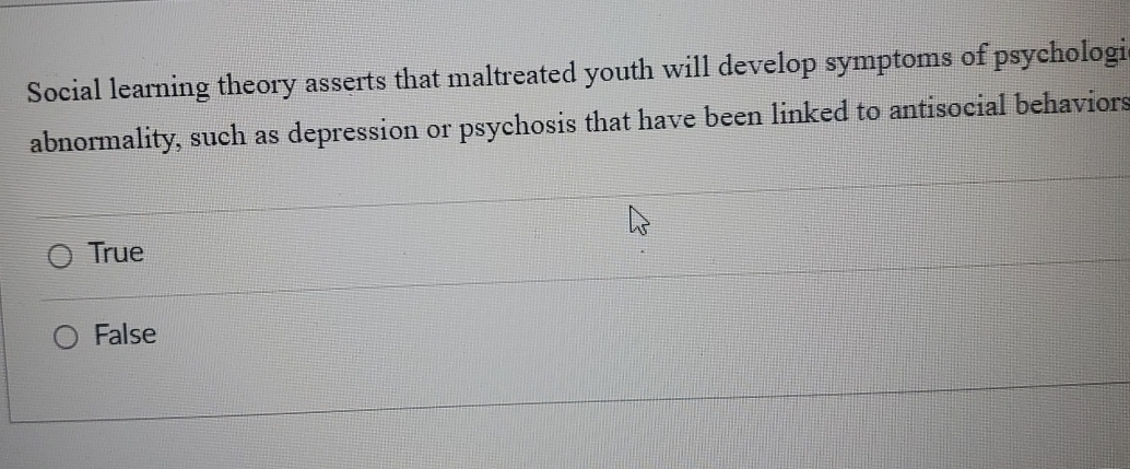 Solved Social learning theory asserts that maltreated youth | Chegg.com