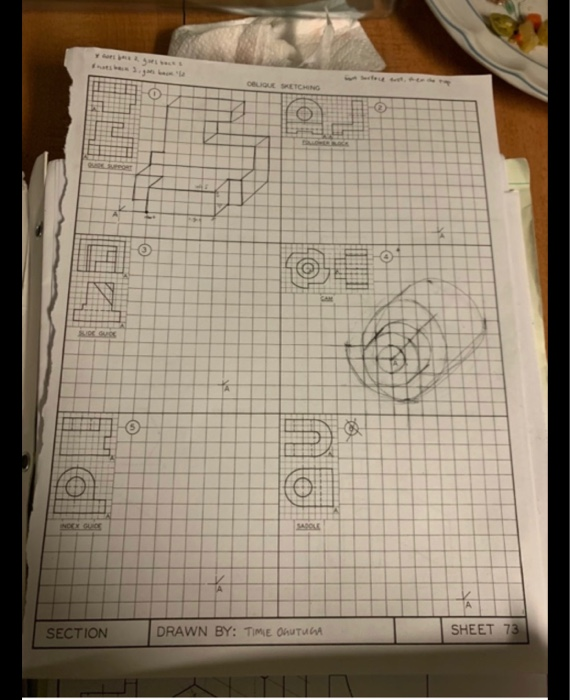 Solved i need help drawing these oblique sketches-numbers 2 | Chegg.com