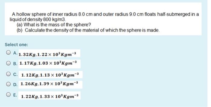 Solved A hollow sphere of inner radius 8.0 cm and outer | Chegg.com