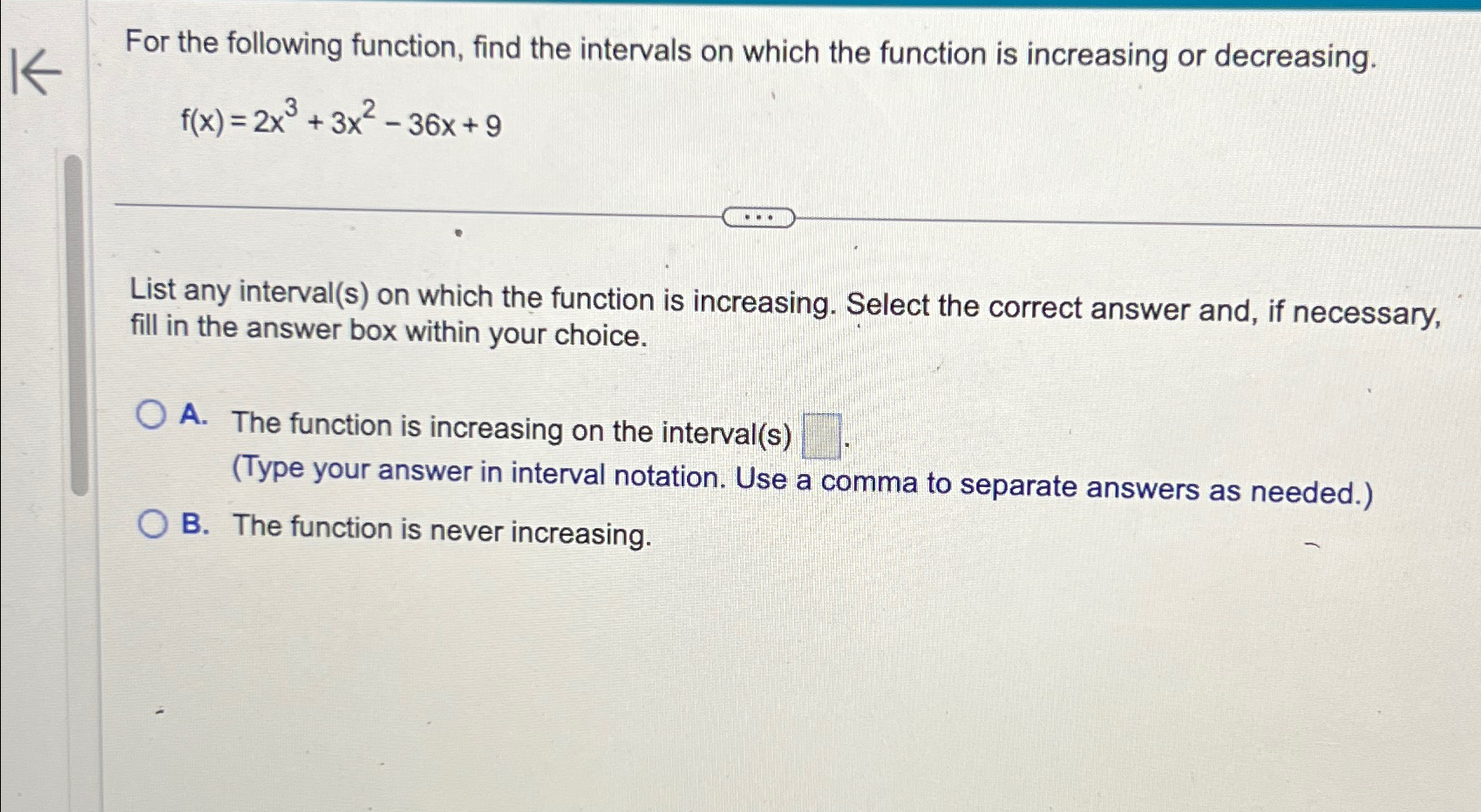 Solved For the following function, find the intervals on | Chegg.com