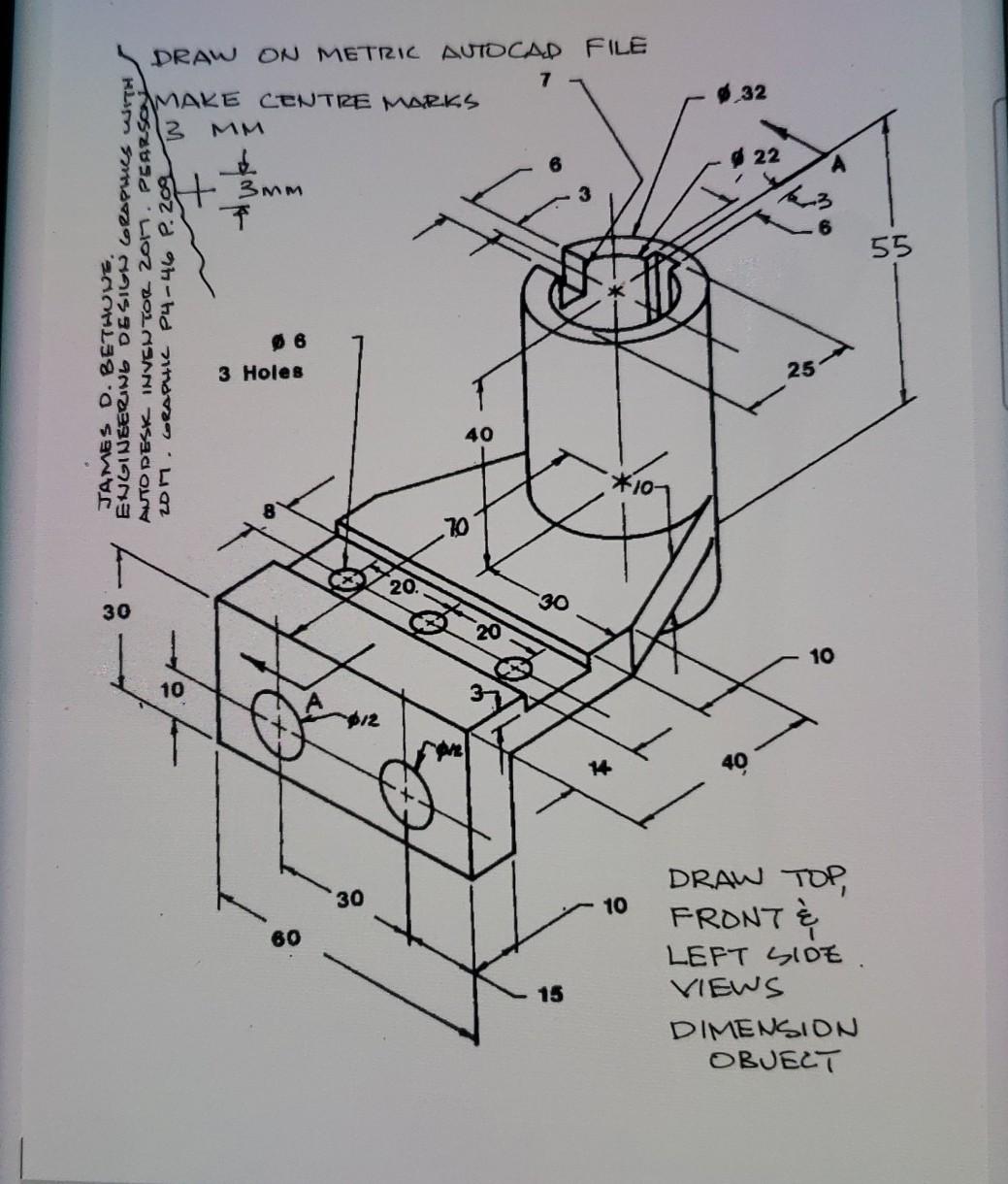 Solved DRAW ON METRIC AUTOCAD FILE 7 MAKE CENTRE MARKS 13 MM | Chegg.com