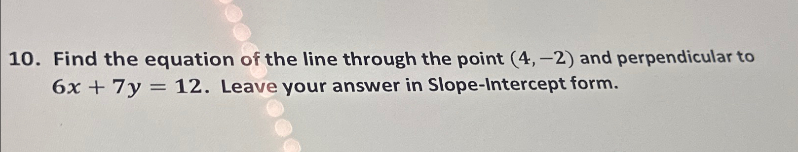 Solved Find the equation of the line through the point | Chegg.com