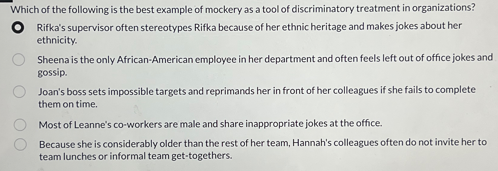 Solved Which of the following is the best example of mockery | Chegg.com