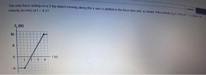 Solved The Only Force Acting On A 2 Kg Object Moving Along