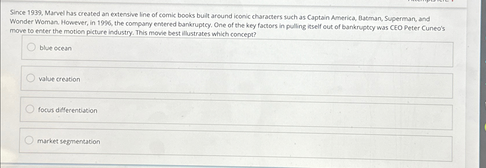Solved Since 1939, ﻿Marvel has created an extensive line of | Chegg.com