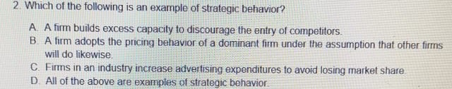 Solved 2 Which of the following is an example of strategic | Chegg.com