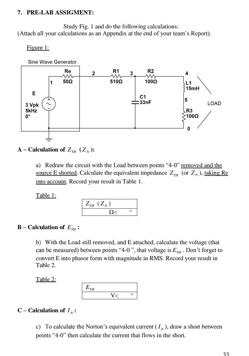Solved 7. PRE-LAB ASSIGMENT: Study Fig. 1 and do the | Chegg.com