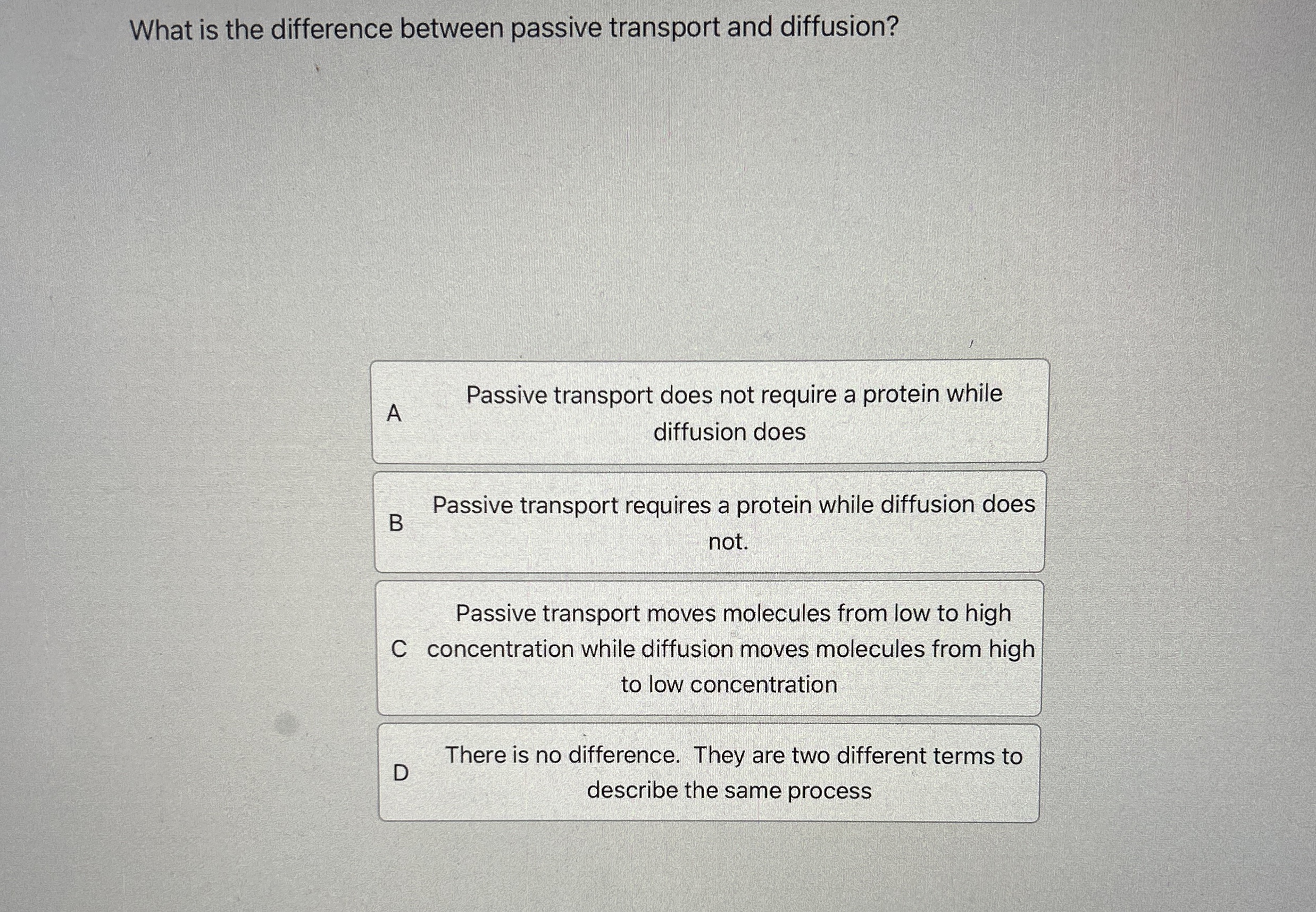 Solved What is the difference between passive transport and | Chegg.com