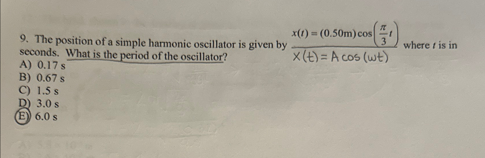 Solved The position of a simple harmonic oscillator is given | Chegg.com
