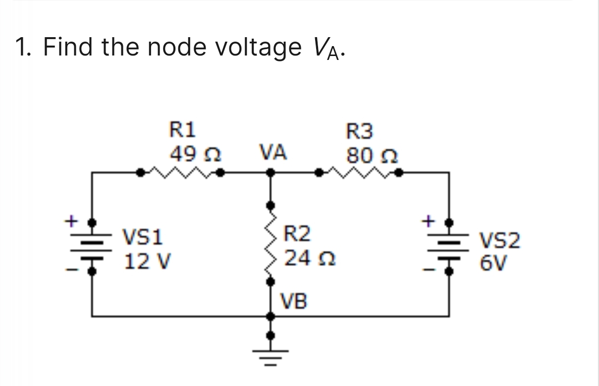 Solved Find the node voltage VA. | Chegg.com