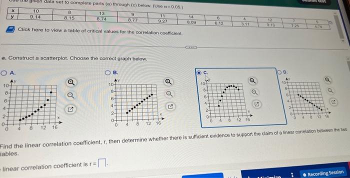 Solved Mack nere to viow a table of critical values for the | Chegg.com