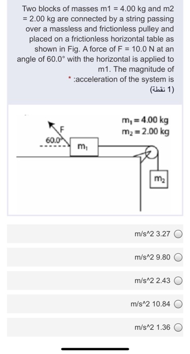 Solved Two blocks of masses m1 = 4.00 kg and m2 = 2.00 kg | Chegg.com