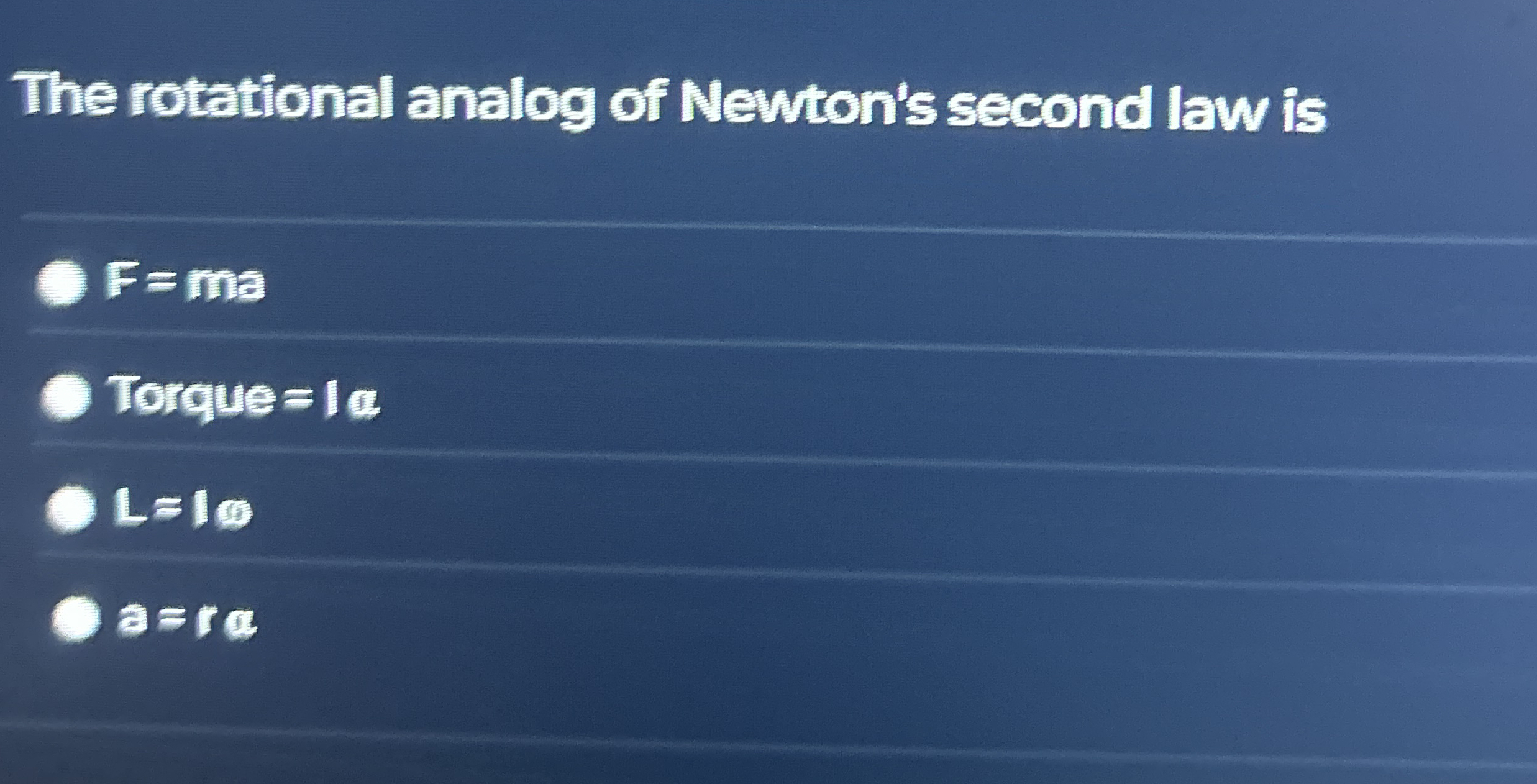 Solved The rotational analog of Newton's second law | Chegg.com