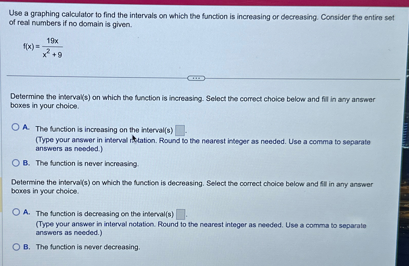 Solved Use a graphing calculator to find the intervals on | Chegg.com