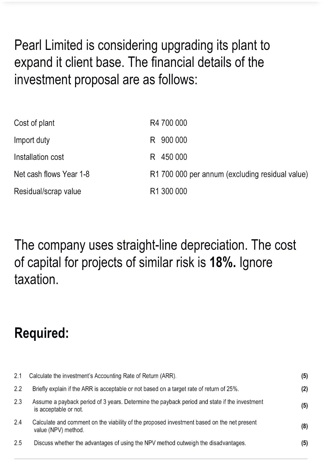 Pearl Limited is considering upgrading its plant to | Chegg.com