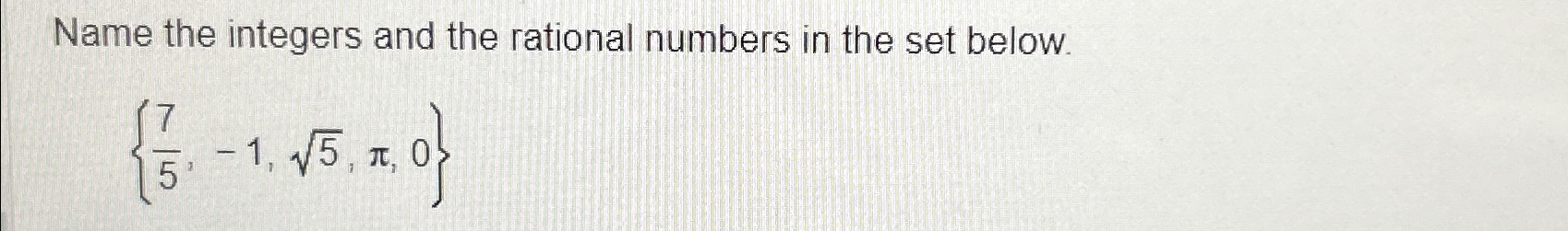 Solved Name the integers and the rational numbers in the set | Chegg.com