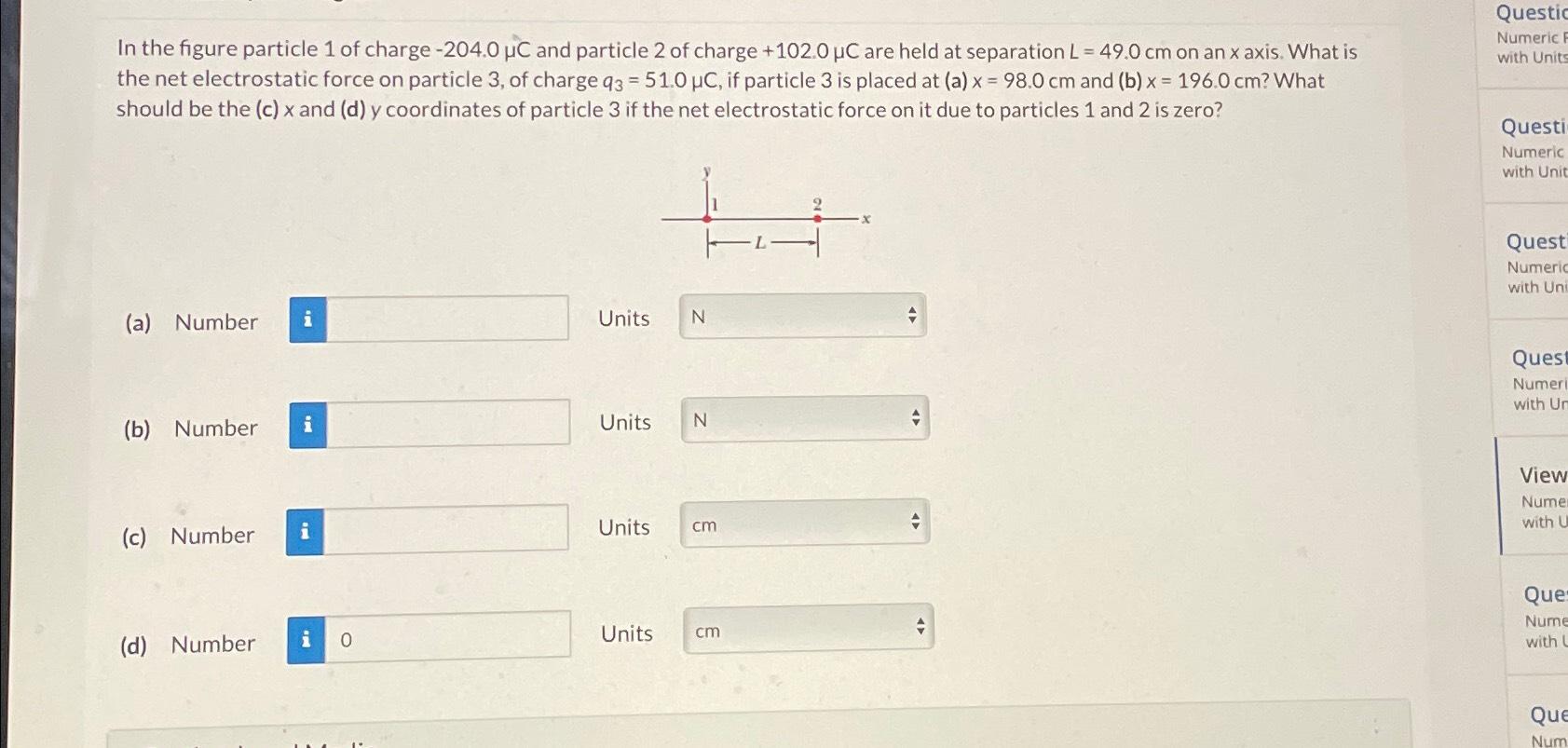 Solved In the figure particle 1 ﻿of charge -204.0μC ﻿and | Chegg.com
