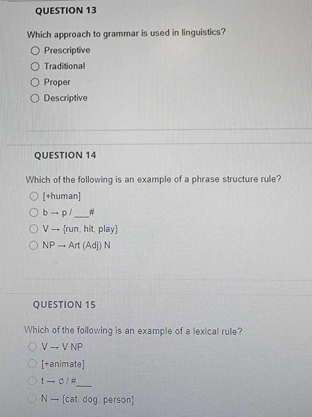 Solved Which approach to grammar is used in linguistics? | Chegg.com