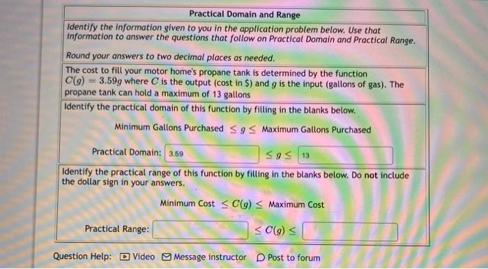 Solved Practical Domain and Range Identify the information | Chegg.com
