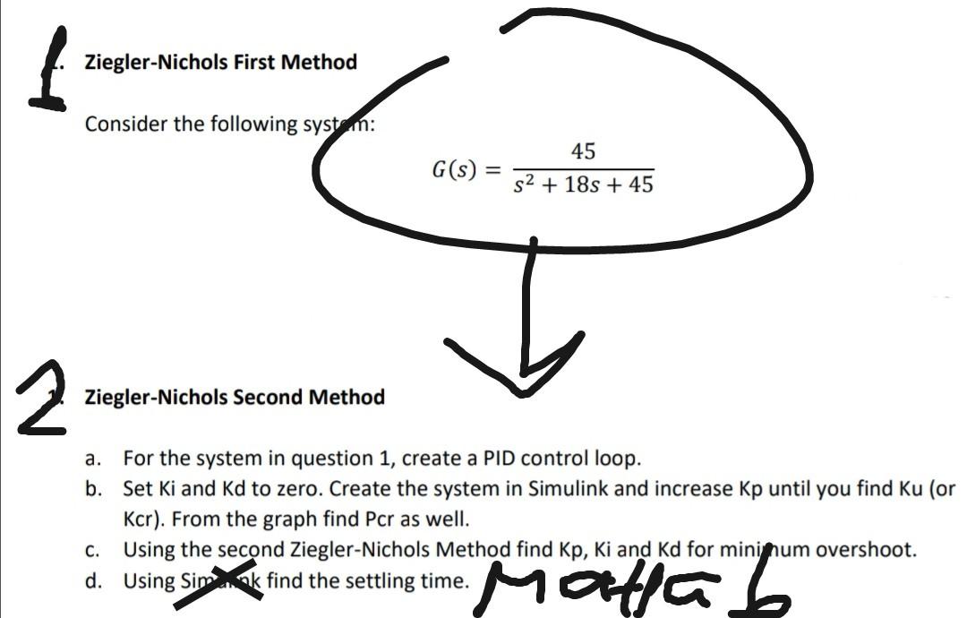 Solved 2 Ziegler-Nichols First Method Consider the following | Chegg.com