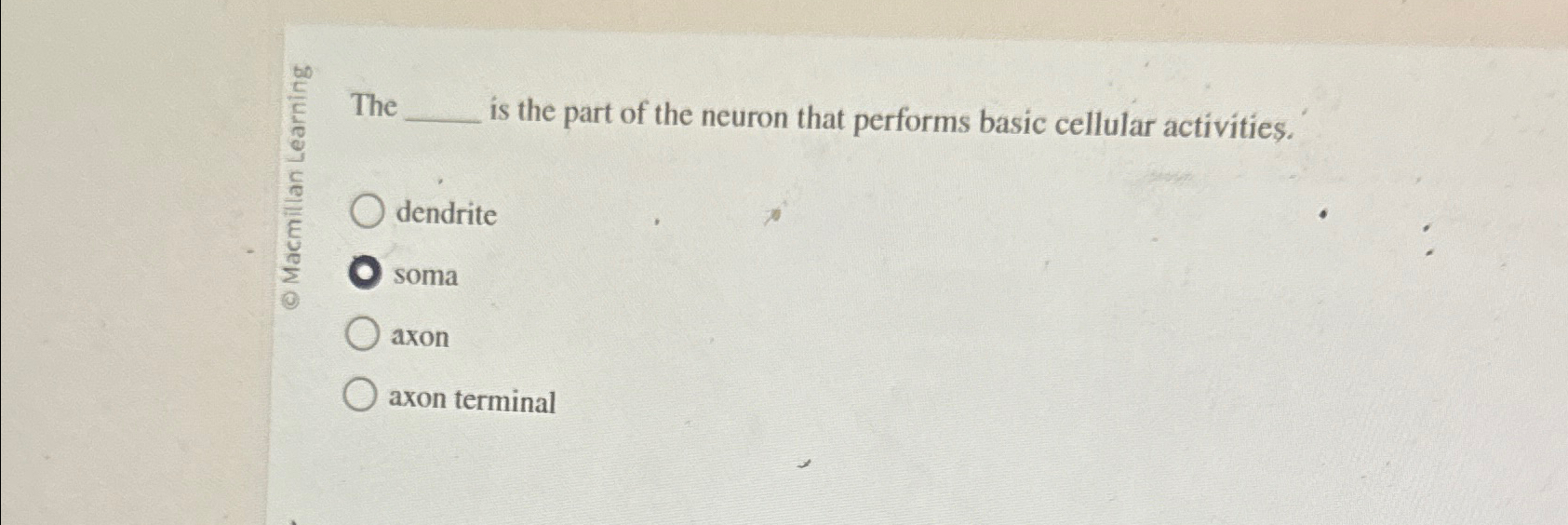 Solved dendrite soma axon axon terminal | Chegg.com