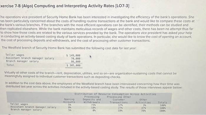 Solved xercise 7-8 (Algo) Computing and Interpreting | Chegg.com Solved xercise 7-8 (Algo) Computing and Interpreting | Chegg.com