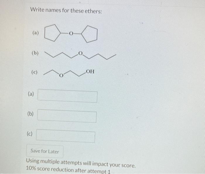 Solved Write names for these ethers: (a) (b) | Chegg.com Solved Write names for these ethers: (a) (b) | Chegg.com