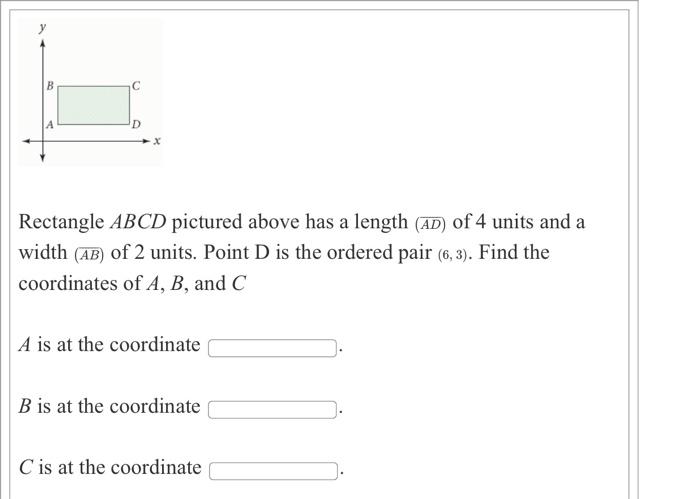 Solved Rectangle ABCD pictured above has a length (AD) of 4 | Chegg.com