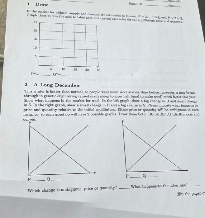 Solved In the market for widgets, supply and demand are | Chegg.com