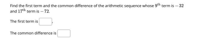 Solved Find the first term and the common difference of the | Chegg.com