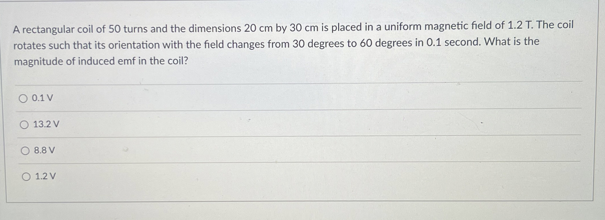 Solved A rectangular coil of 50 ﻿turns and the dimensions 20 | Chegg.com