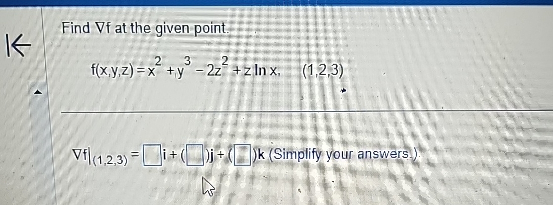 Solved Find gradf at the given | Chegg.com
