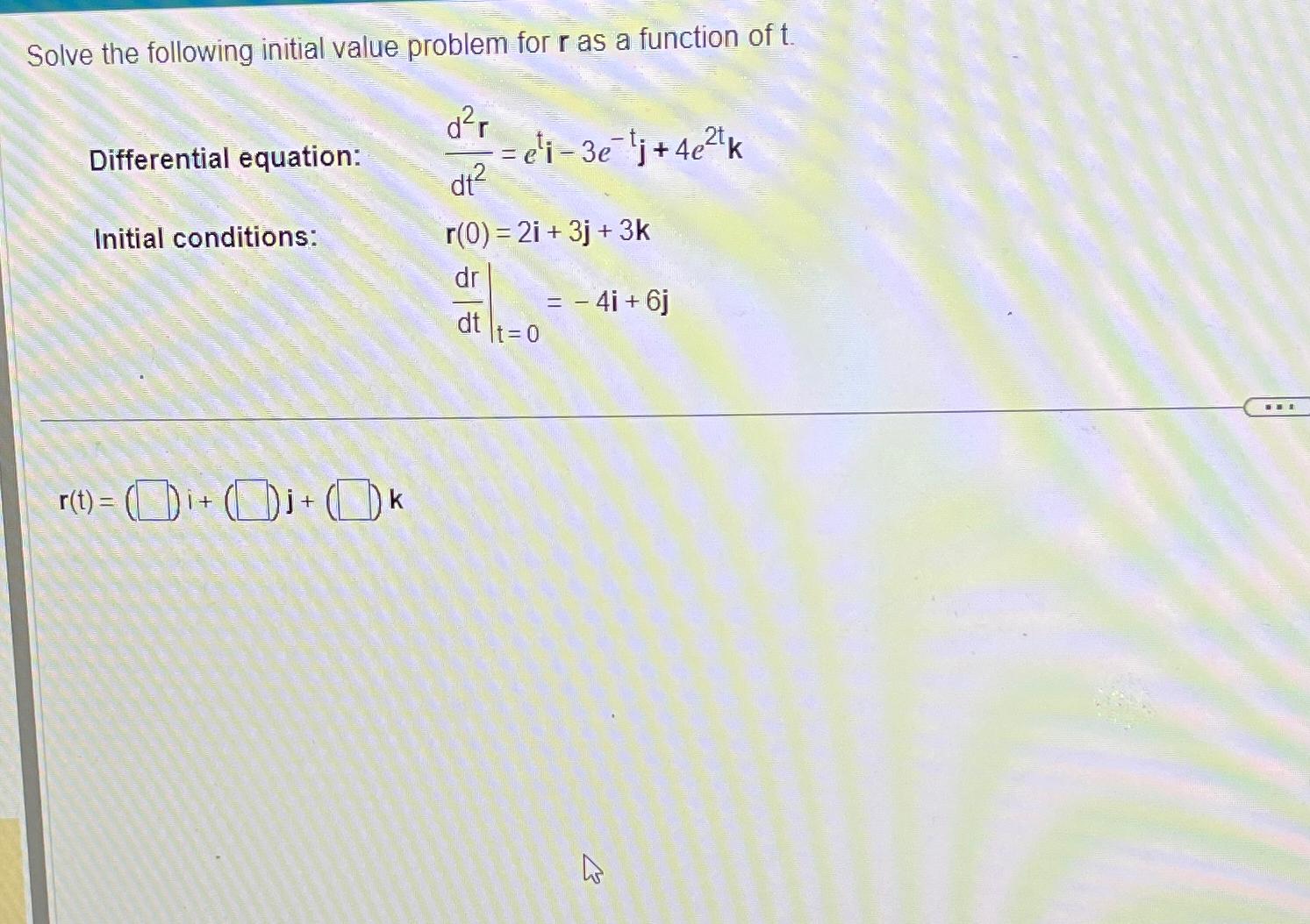 Solved Solve the following initial value problem for r ﻿as a | Chegg.com