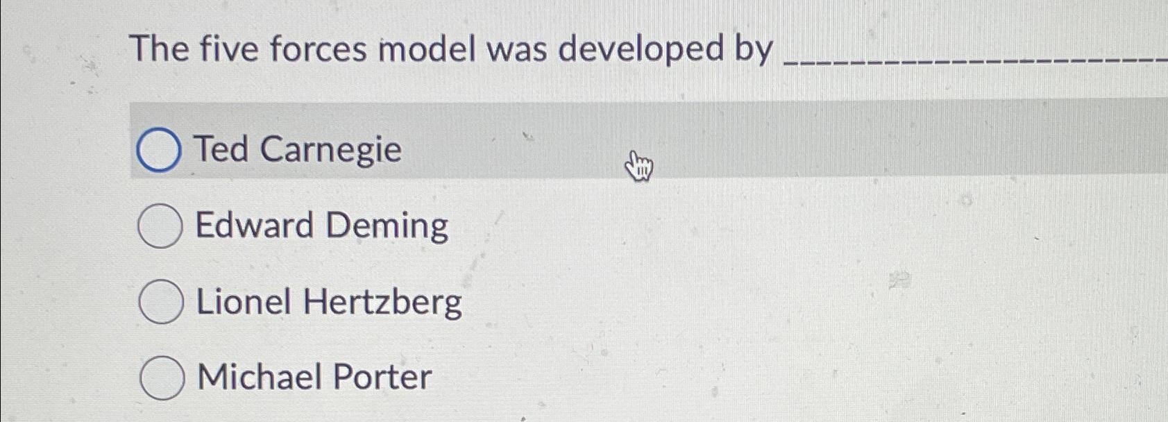 Solved The five forces model was developed byTed | Chegg.com